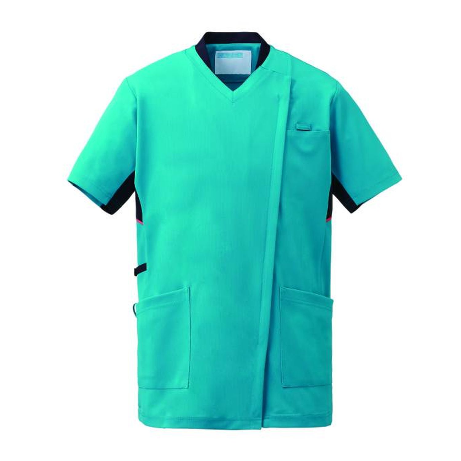 スクラブジャケット 半袖(男女兼用) SS KAZEN WLD 988-42(ターコイズXネイビー)｜マツヨシ【松吉医科器械】医療・介護用品の総合サイト